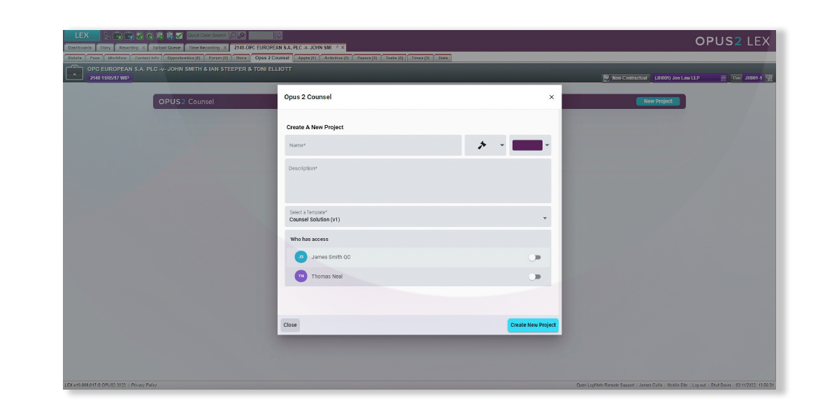 Opus 2 LEX and Opus 2 Counsel Integration | Opus 2